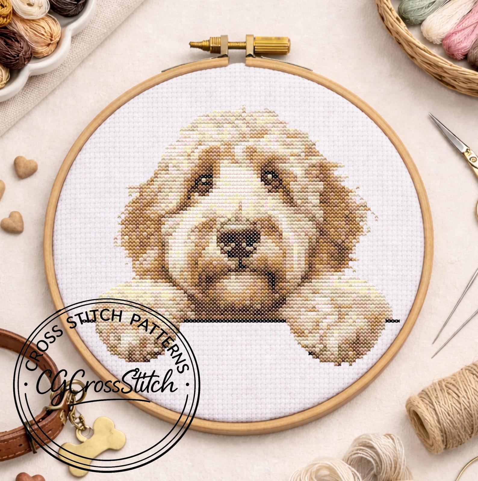 Goldendoodle Dog Cross Stitch Pattern, Cute Golden Doodle Dog Cross ...