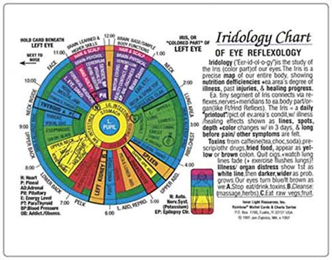 Iridology CHART- REFLEXOLOGY of the EYES (color-coded) in Inner Light ...
