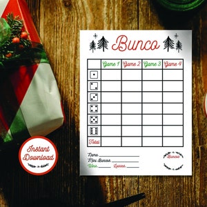 Christmas Tree Bunco Score Card, Score Sheet, Bunko Party, Scorecard ...