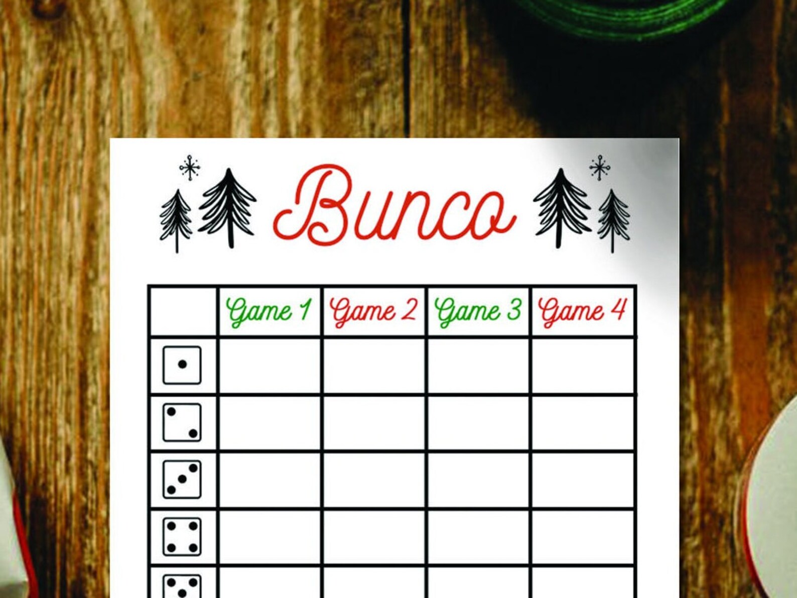 Christmas Tree Bunco Score Card, Score Sheet, Bunko Party, Scorecard ...