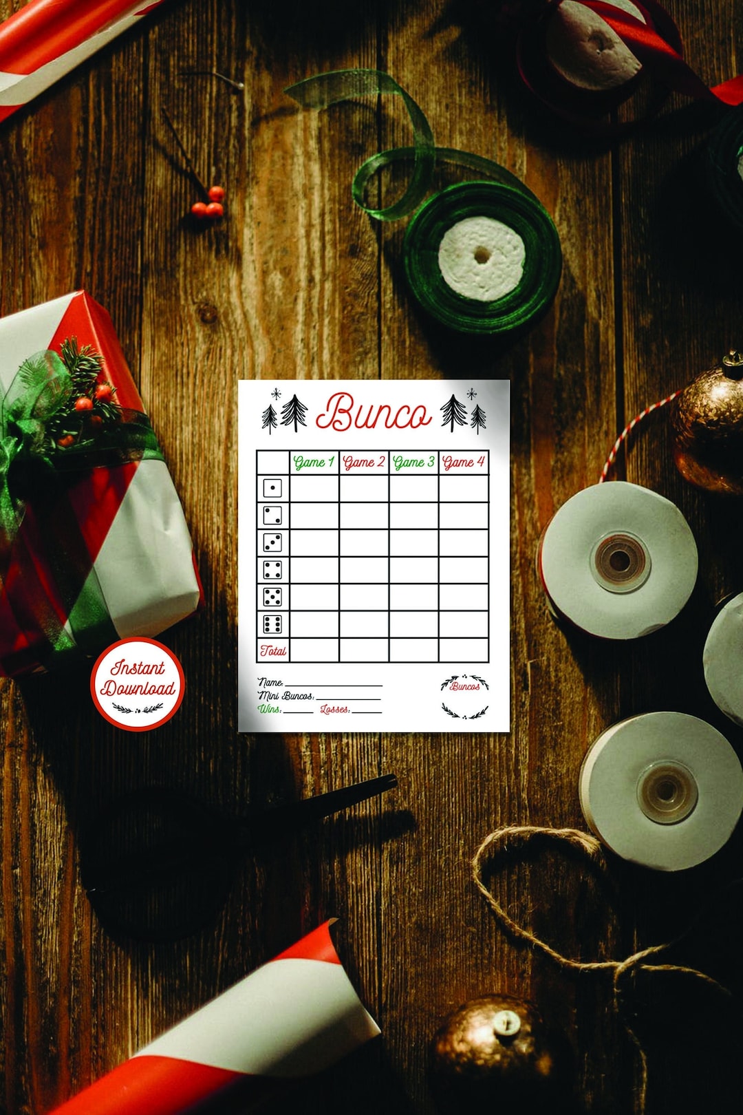 Christmas Tree Bunco Score Card, Score Sheet, Bunko Party, Scorecard ...