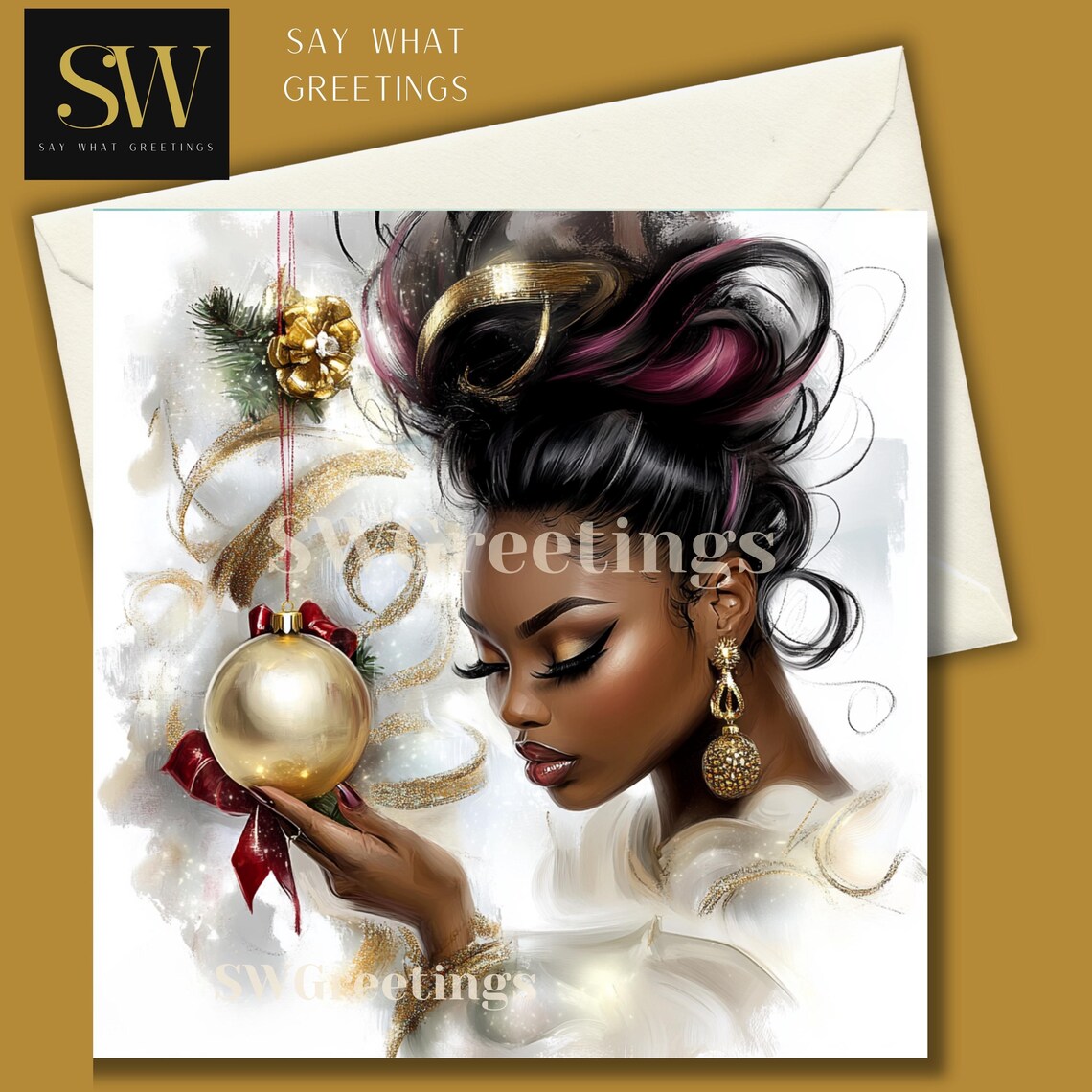 Elegant Holiday Card – Unique AI 5x5 Blank Greeting Card - Etsy