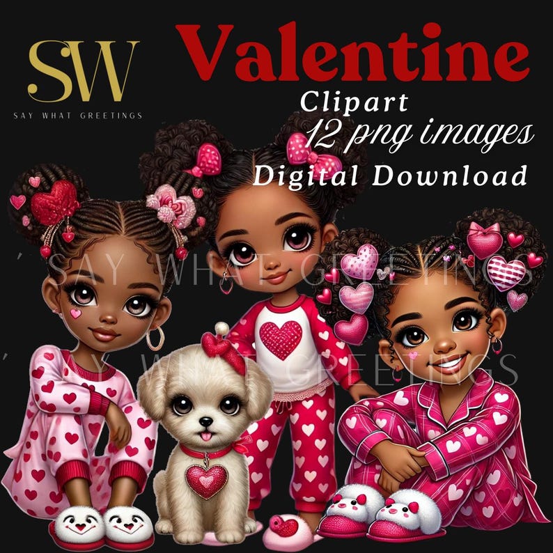 Valentine Clipart Set - 12 PNG Images | Digital Download | African ...