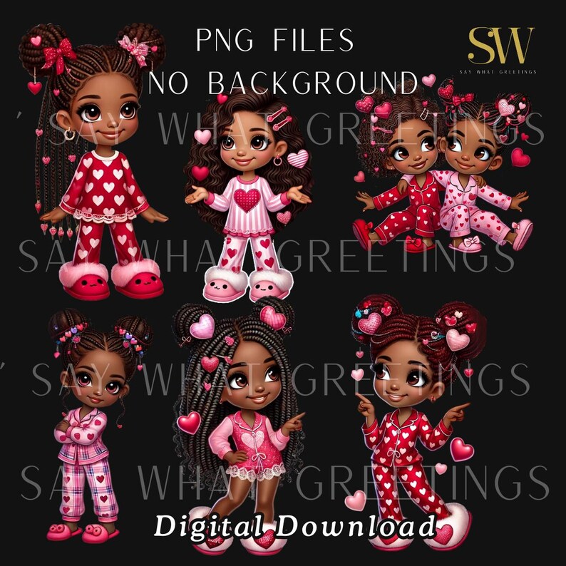 Valentine Clipart Set - 12 PNG Images | Digital Download | African ...