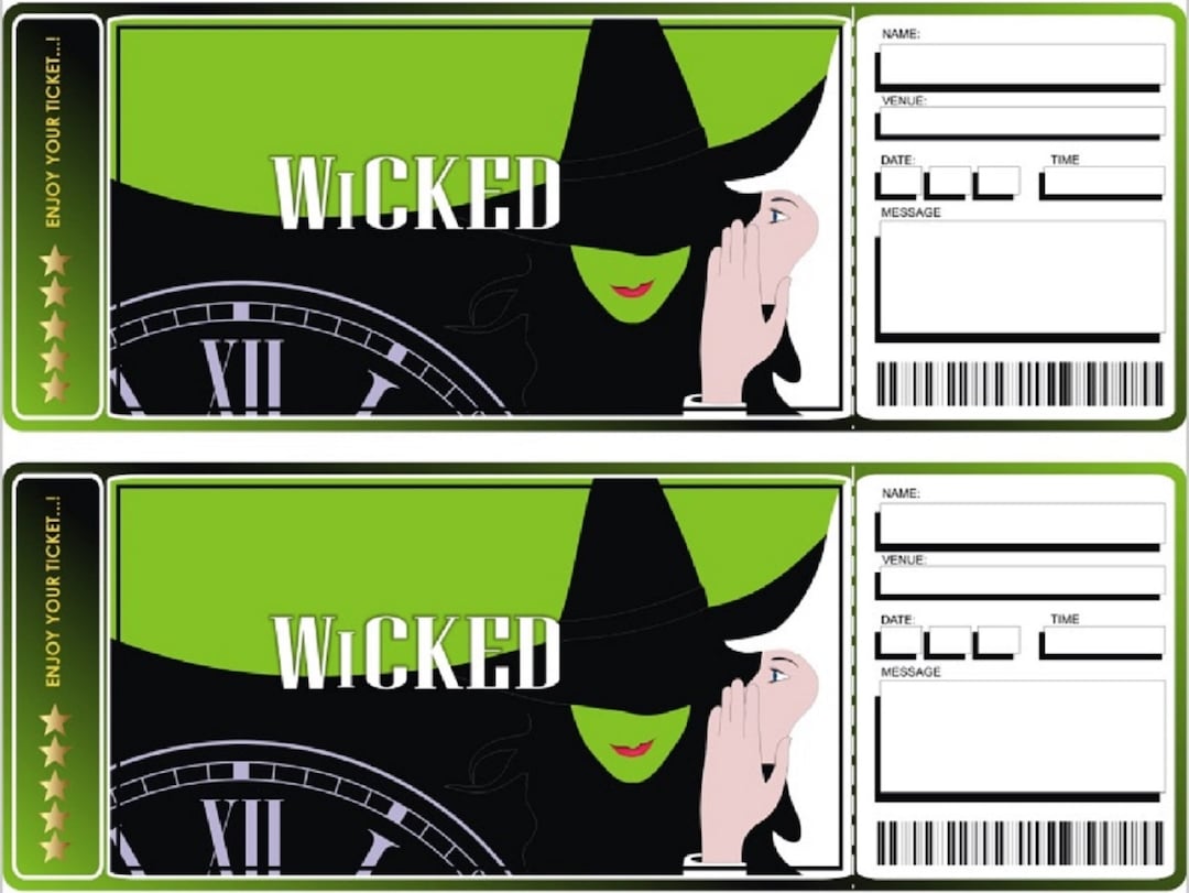 Wicked Personalised Print_at_home Gift Tickets for Christmas, Birthdays ...