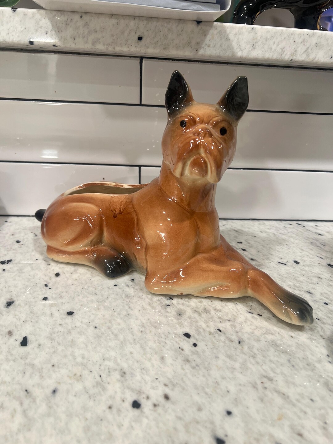 Vintage Ceramic Boxer Dog Planter 14 - Etsy