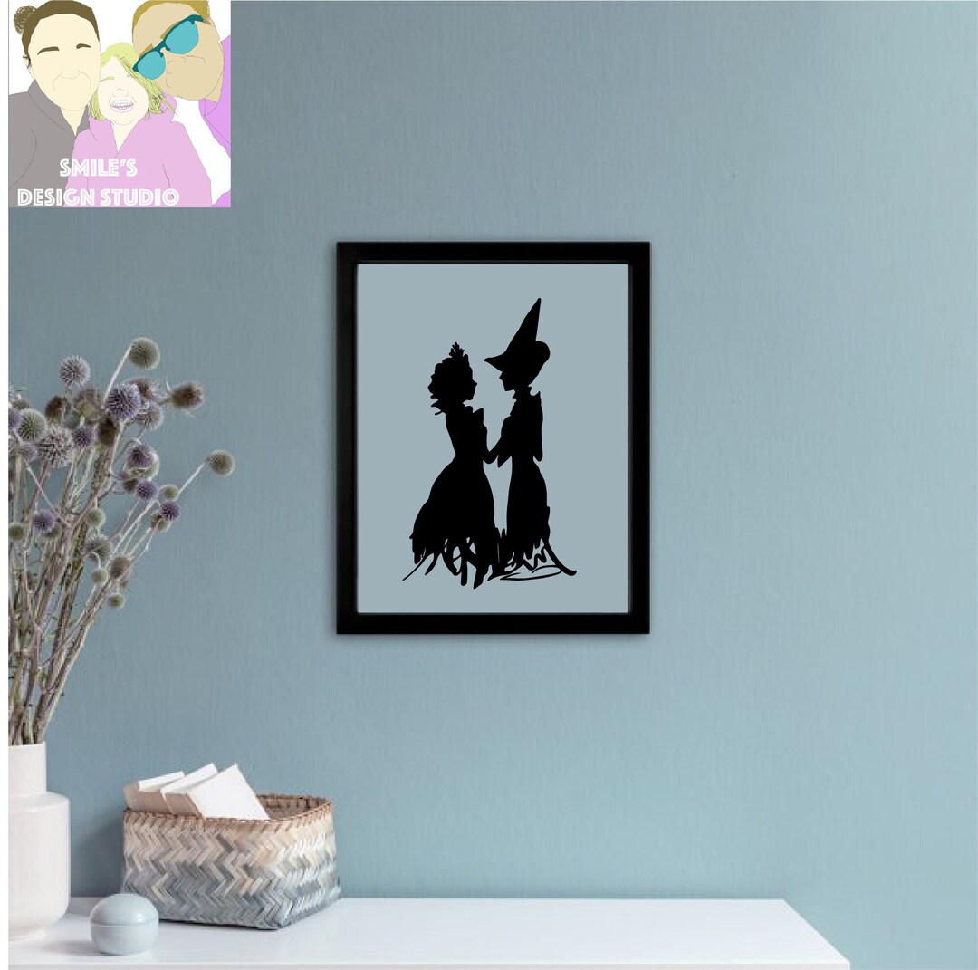 Glinda and Elphaba Silhouette Floating Wall Art Frame Wicked the ...