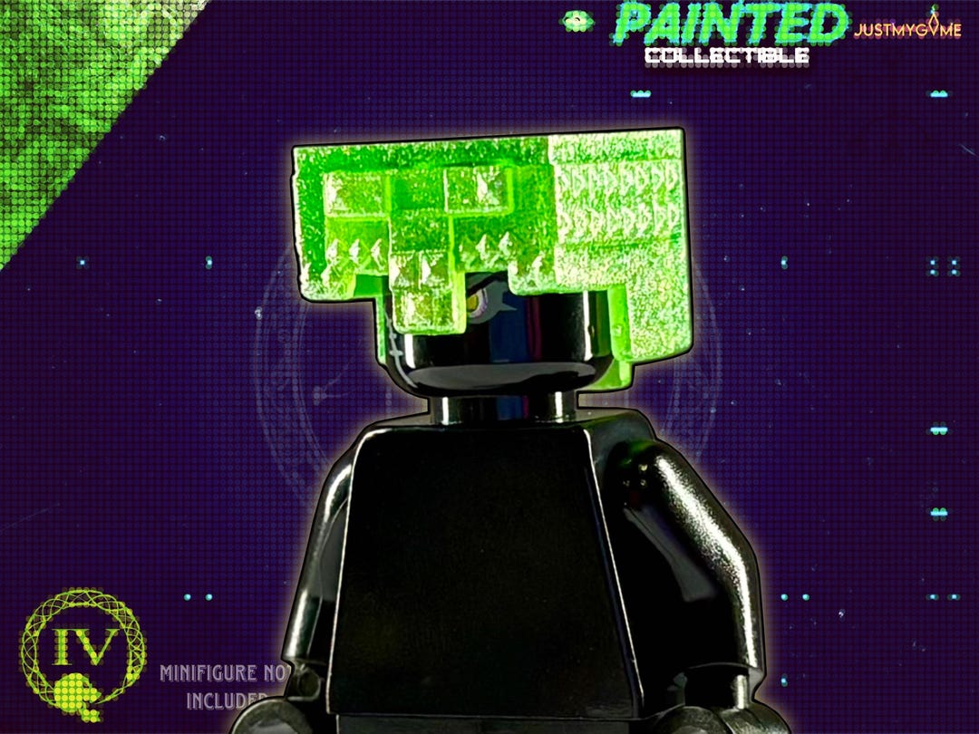 PAINTED / CUSTOM: Pixelated Emerald Helmet |> Fits All Minifigures ...