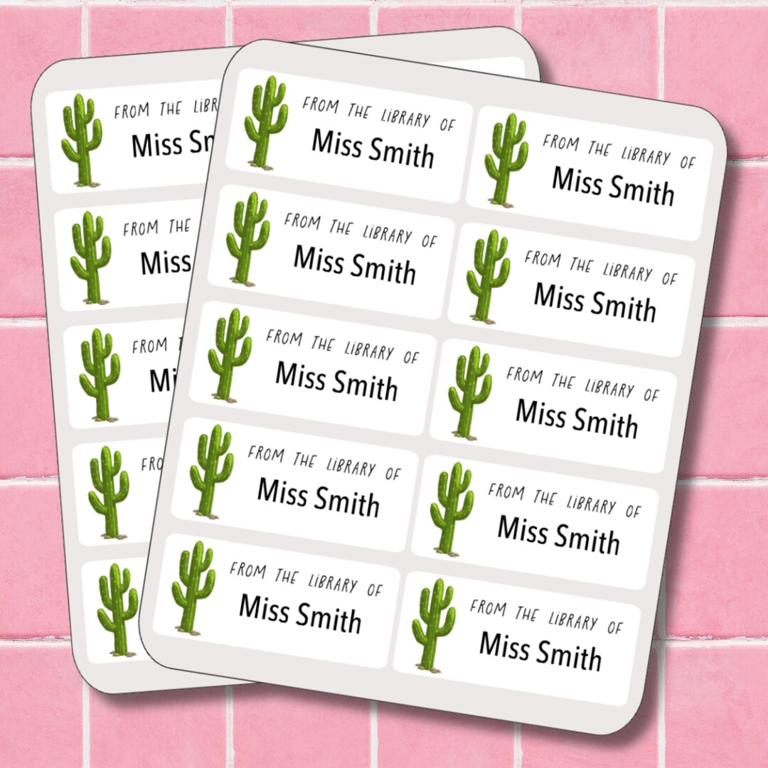 Personalized Cactus Book Labels: Teacher Library Stickers - Etsy