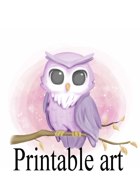 Purple Owl On Branch