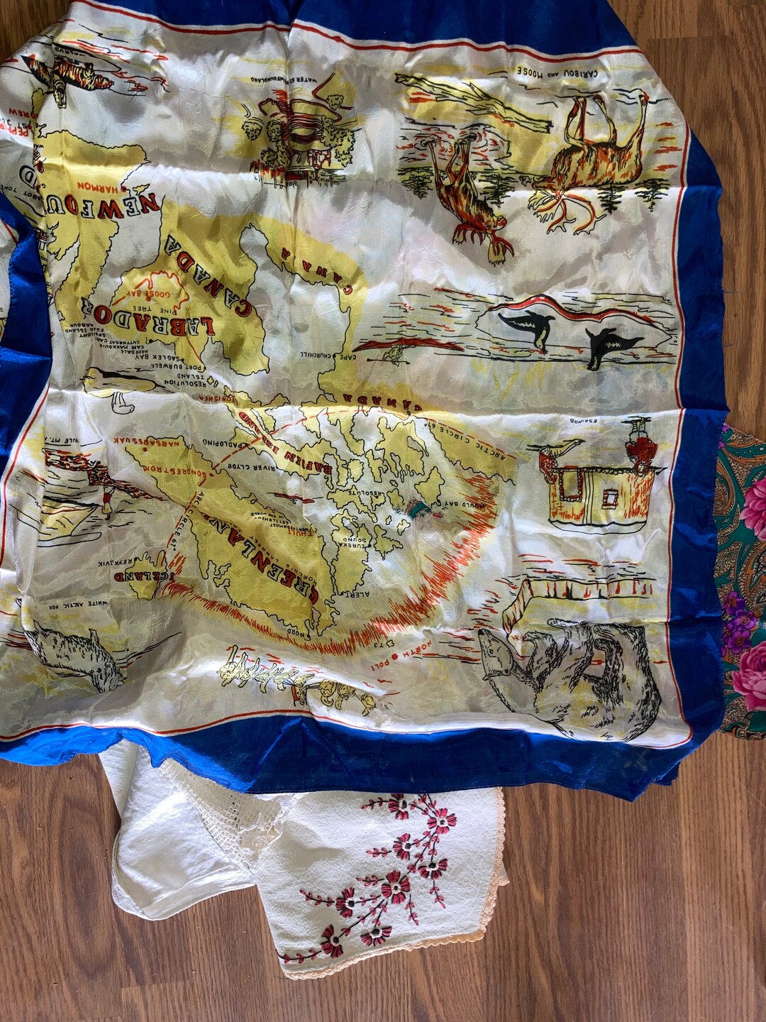 Vintage Silk Greenland Silk Handkerchief, Mid Century Modern ...