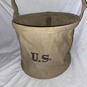 1943 WWII US Army Canvas Water Bucket by Hinson MFG Co. No Holes Great ...