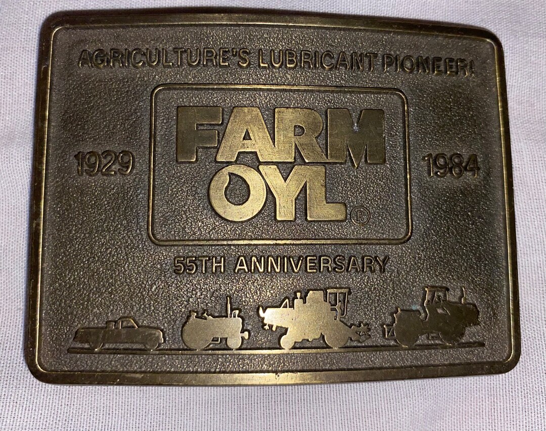1984 55th Anniversary Farm Oyl Brass Belt Buckle - Etsy