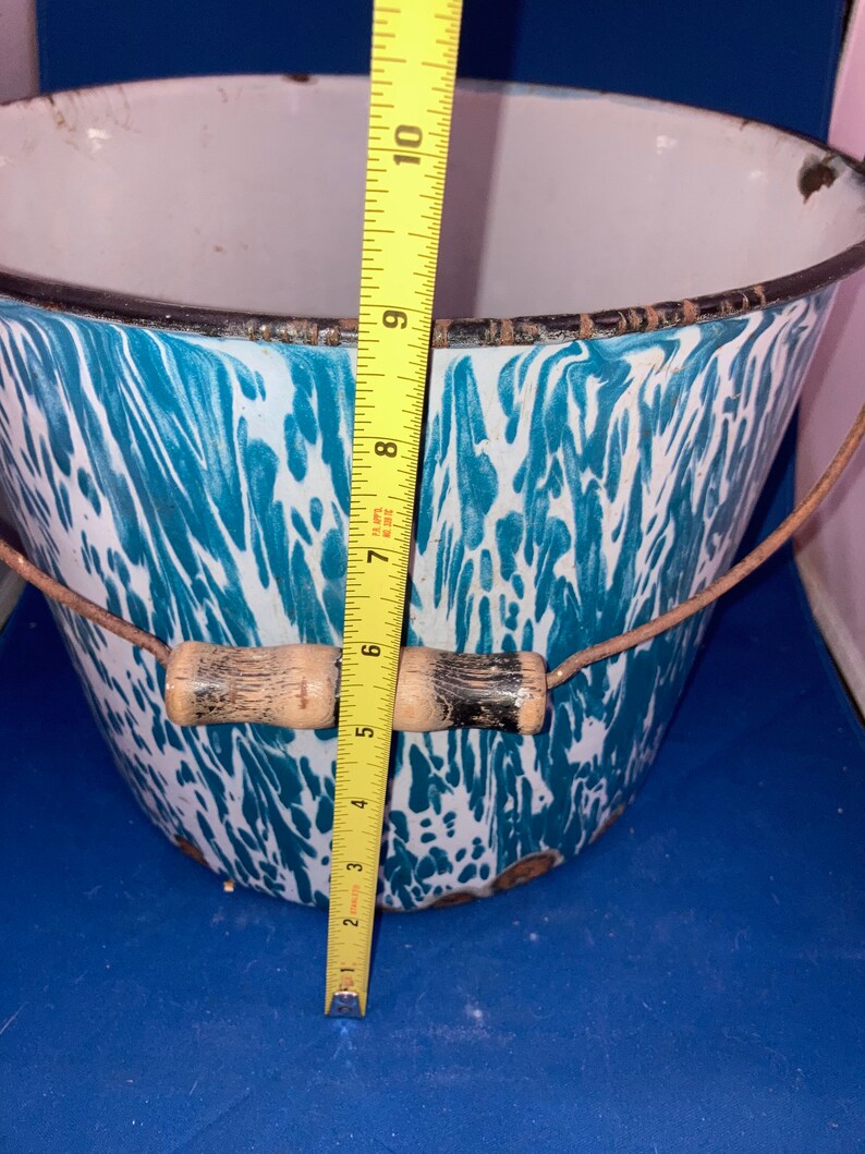 Antique Blue Swirl Enamelware Bucket - Etsy