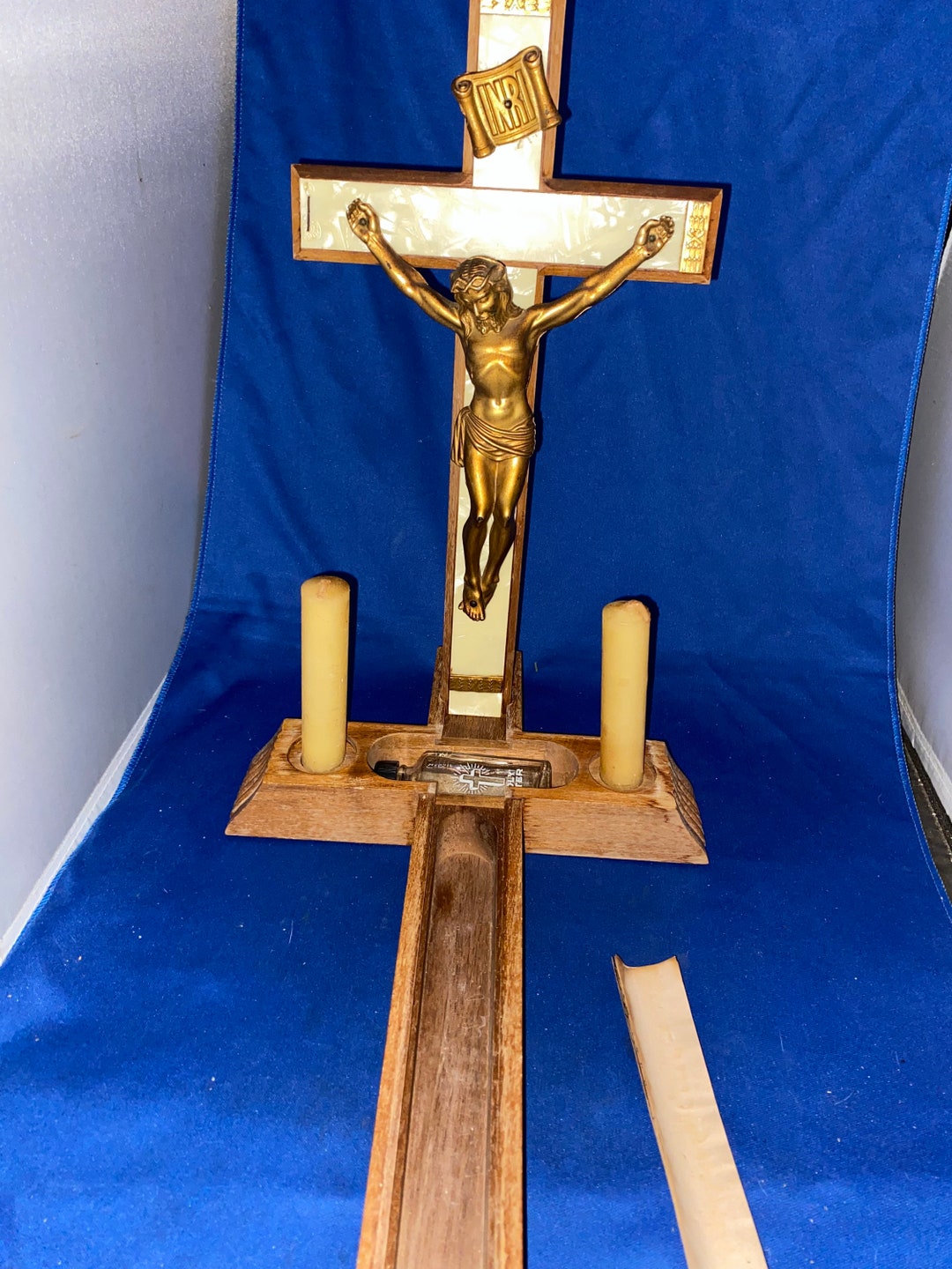 Last Rites Sick Call Crucifix Set Candles, Instructions, Holy Water ...