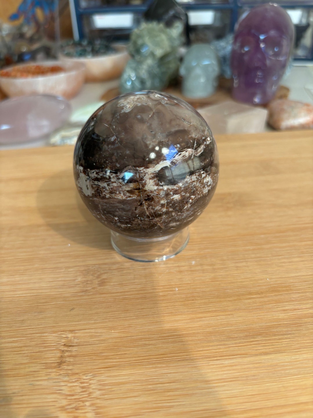 Black Opal Crystal Sphere Carving - Etsy