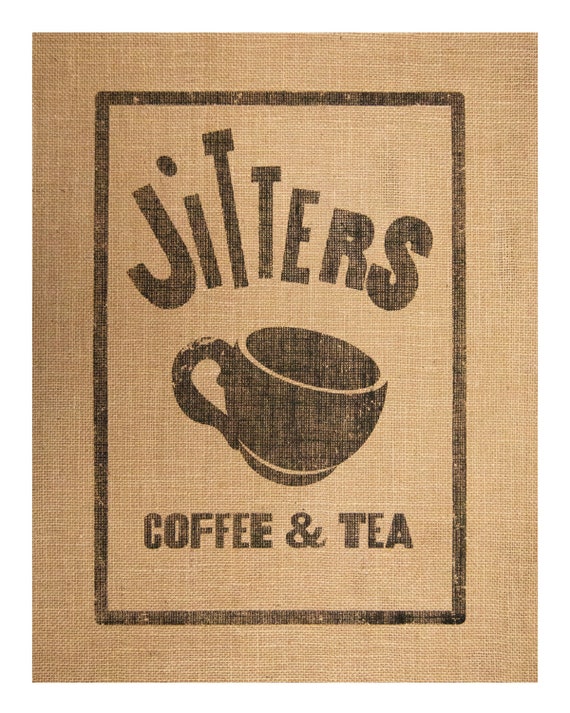 Jitters Coffee and Tea Poster Size Logo Burlap Screen Print - Etsy