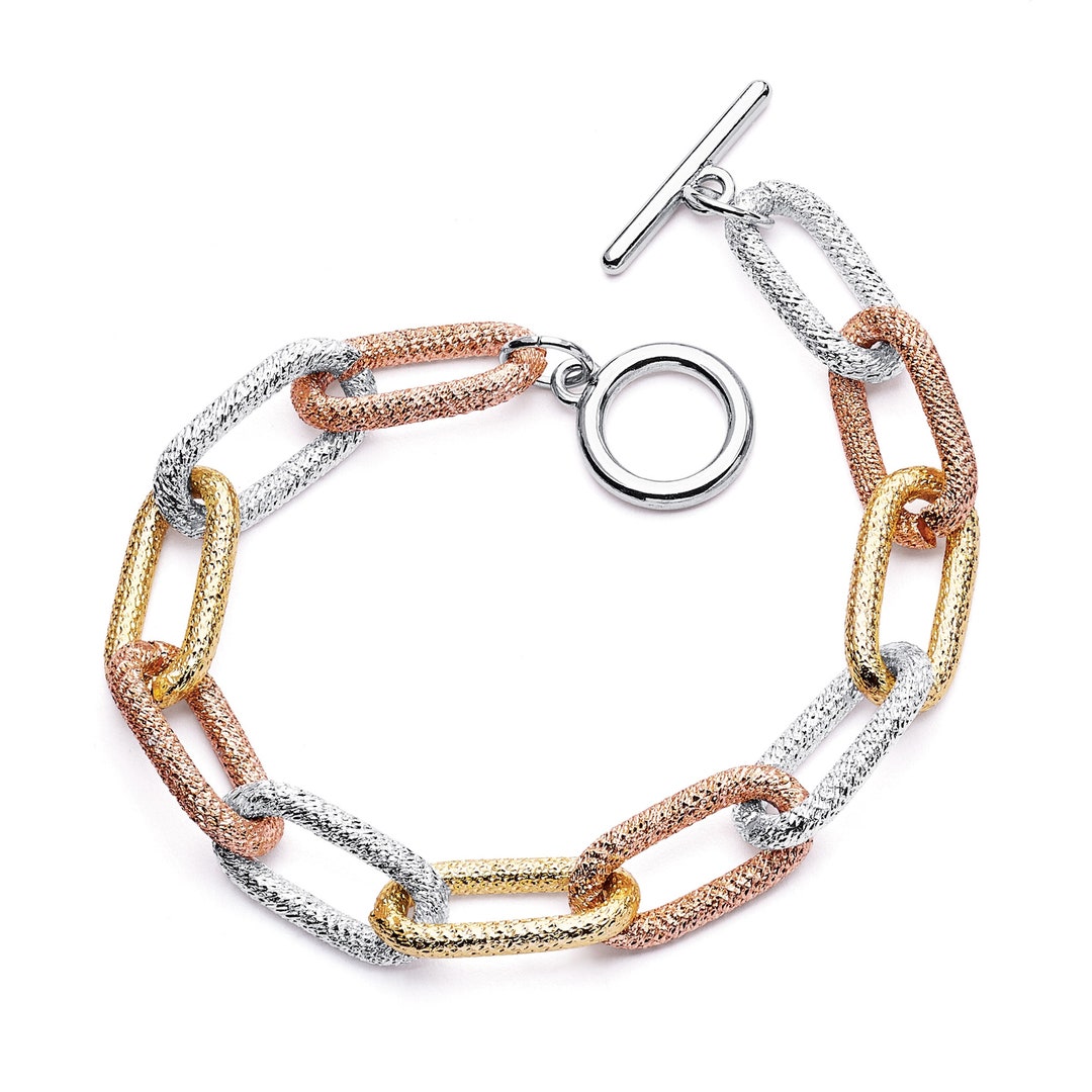 Pera Jewelry 14K Gold Silver Rose Gold Filled Twist Link Bracelet, Bold ...