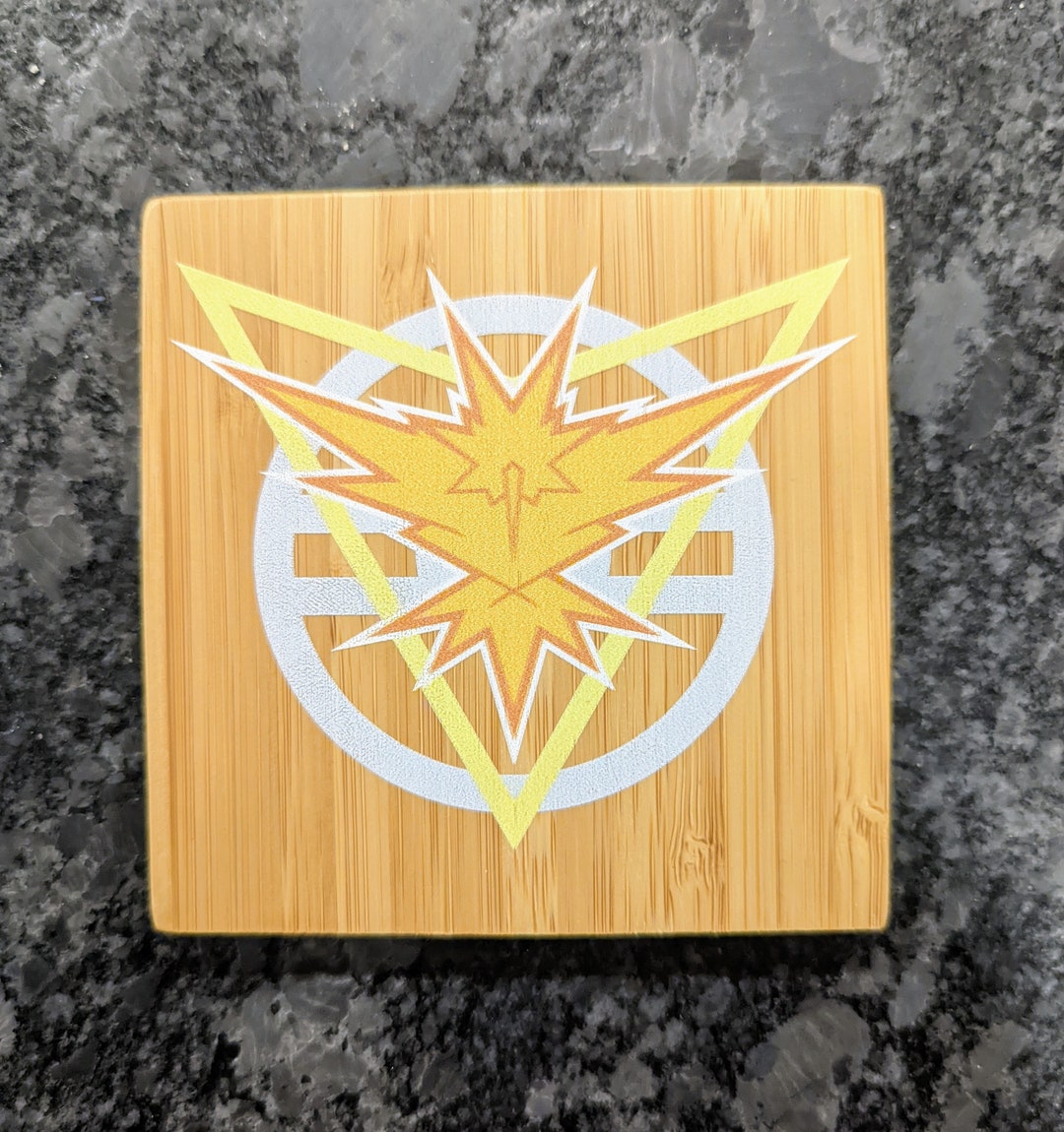 Pokemon Go Team Instinct Zapdos Bamboo Coaster - Etsy