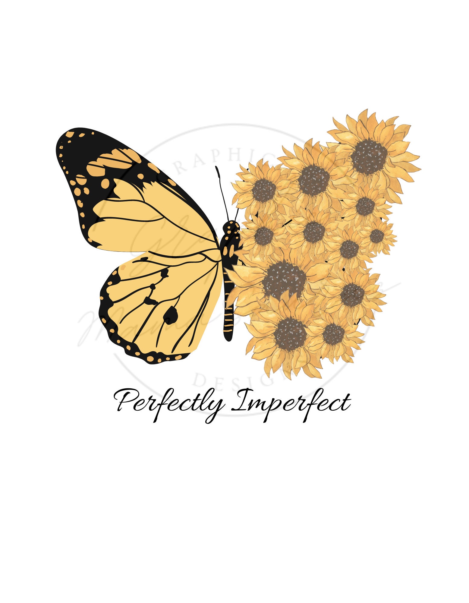 Perfectly Imperfect - Sublimation Design - Butterfly With Sunflowers - Etsy
