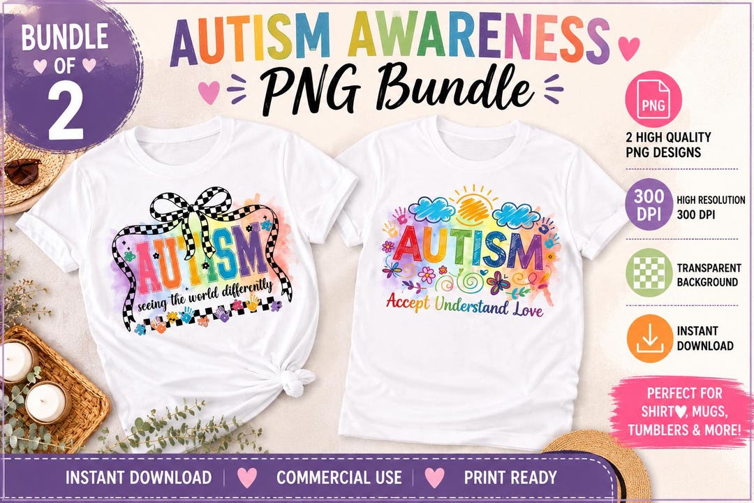 Autism Awareness PNG Bundle, Accept Understand Love, Seeing World ...