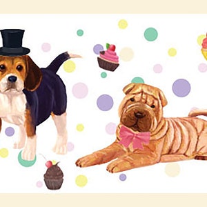 Peel & Stick Wallpaper Border Party Dogs Hats Theme. Self Adhesive Wall ...