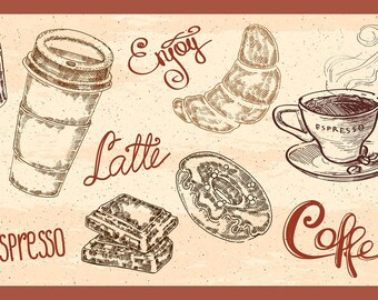 Border Wallpaper Coffee - Etsy