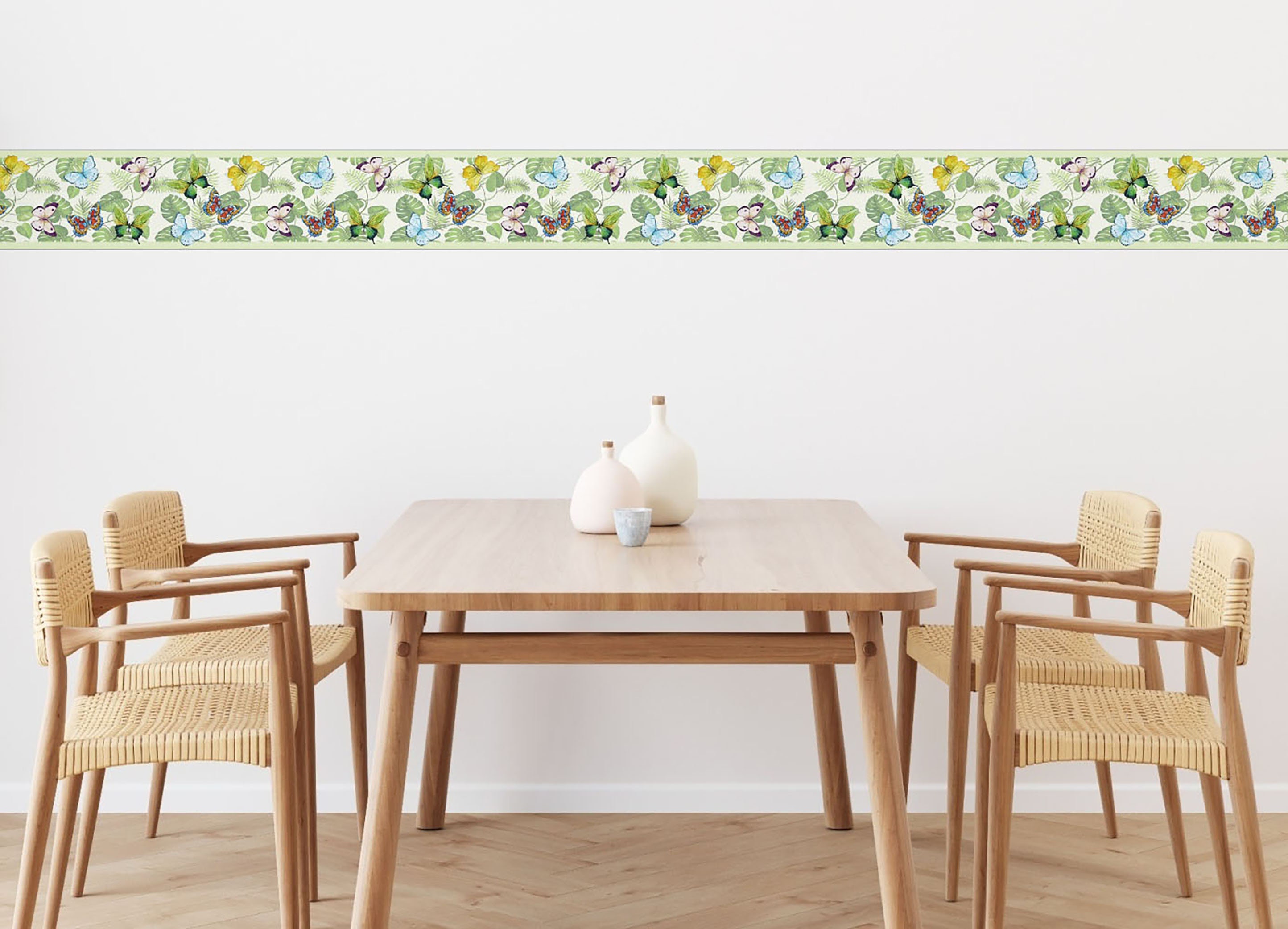 Peel & Stick Wallpaper Border Butterflies Tropical. Self Adhesive Wall ...