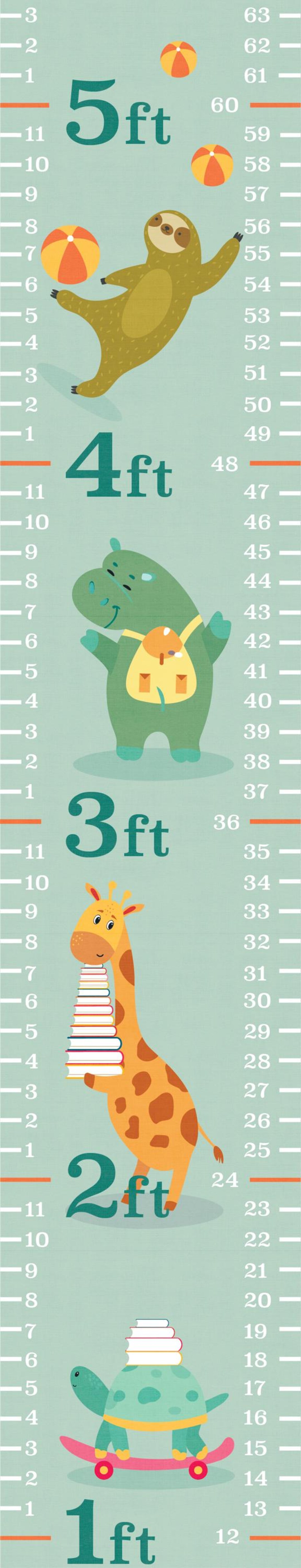 GA1003 Children Growth Chart Zoo School Design Peel & Stick Vinyl, Kids ...