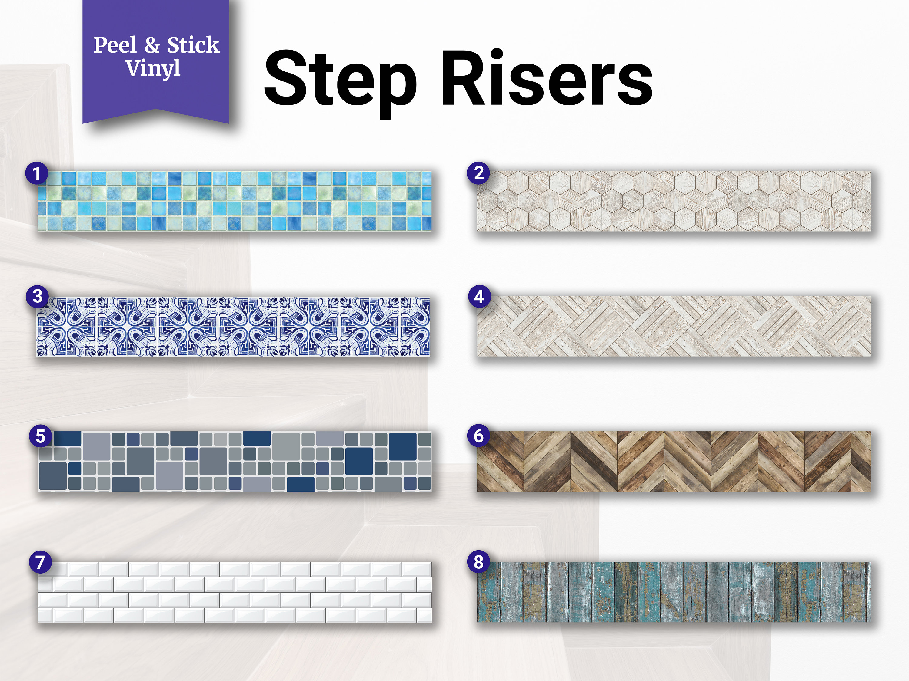 Step Risers Accents - Peel and Stick Vinyl Decals for Stairs - Etsy