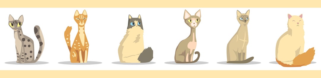 Peel & Stick Wallpaper Border Cartoon Cats Unique. Self Adhesive Wall ...