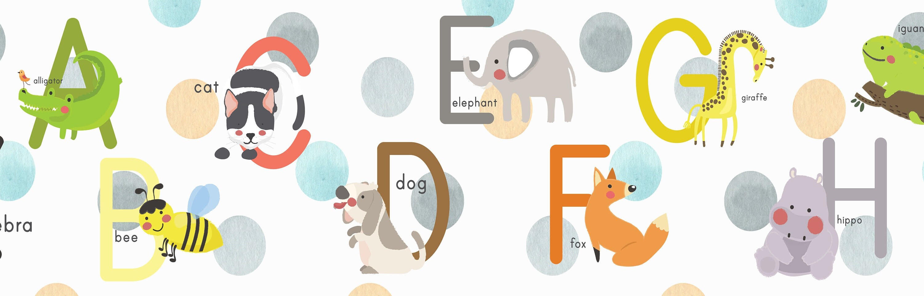 Peel & Stick Wallpaper Border Animal Alphabet Colorful Self Adhesive ...
