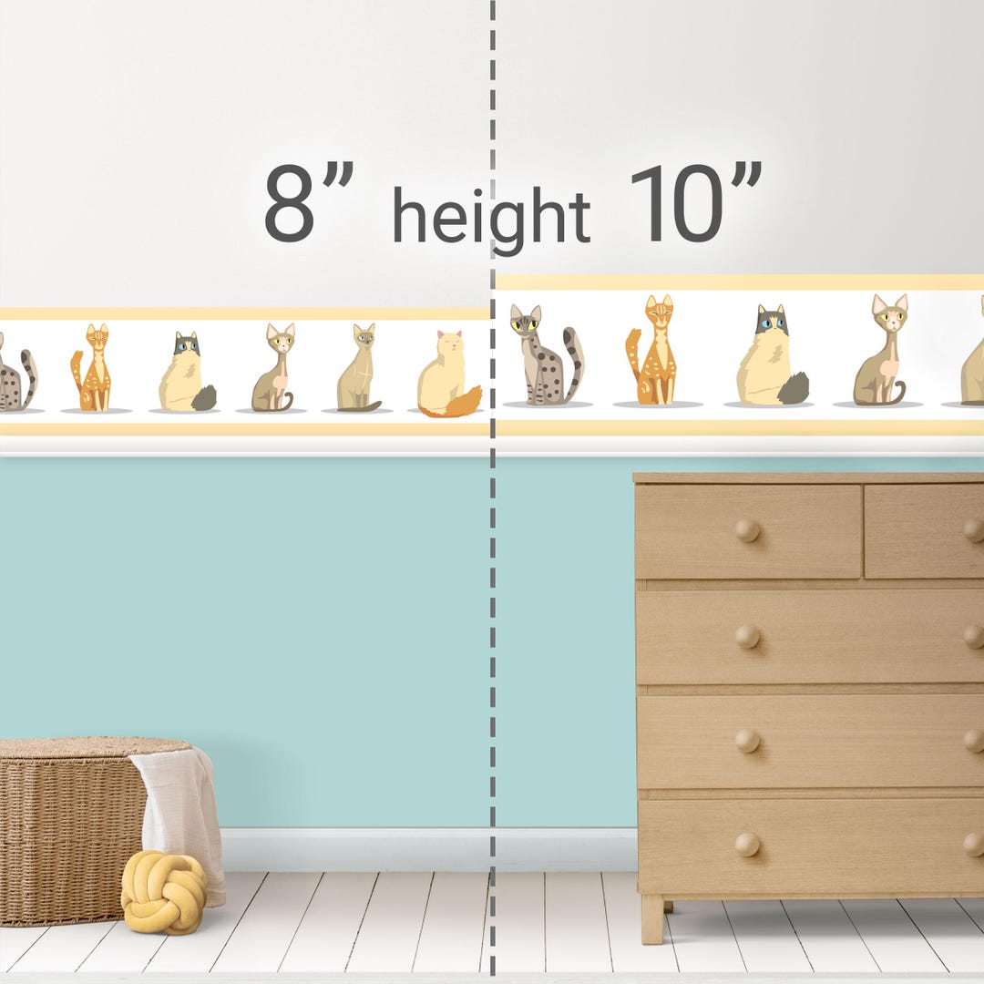 Peel & Stick Wallpaper Border Cartoon Cats Unique. Self Adhesive Wall ...