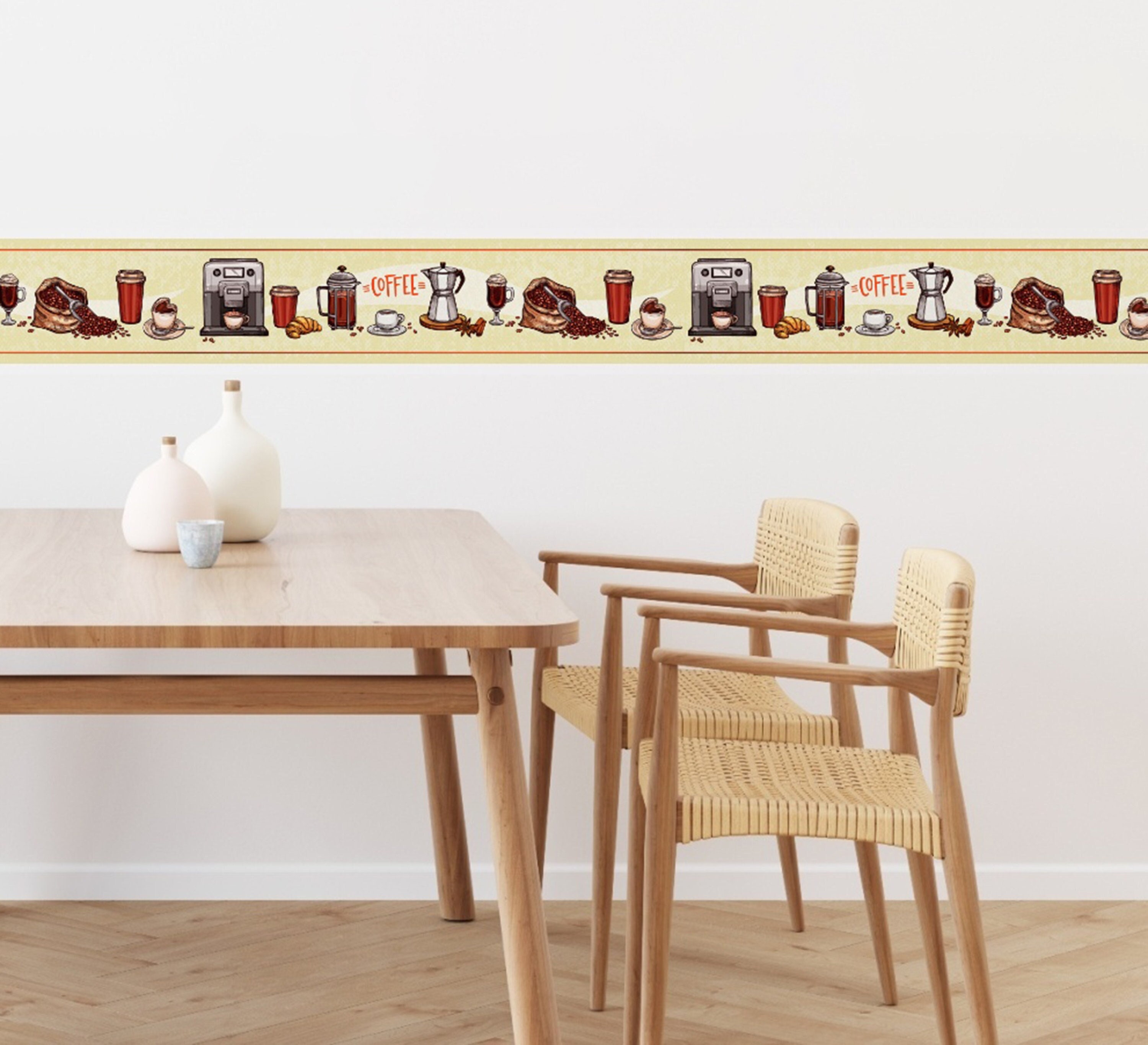 Accent Peel & Stick Wallpaper Border Coffee Theme GB80021 Self Adhesive ...