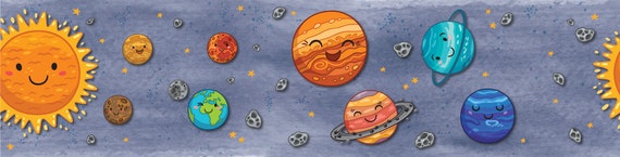 Peel & Stick Wallpaper Border Smiling Solar System. Self - Etsy