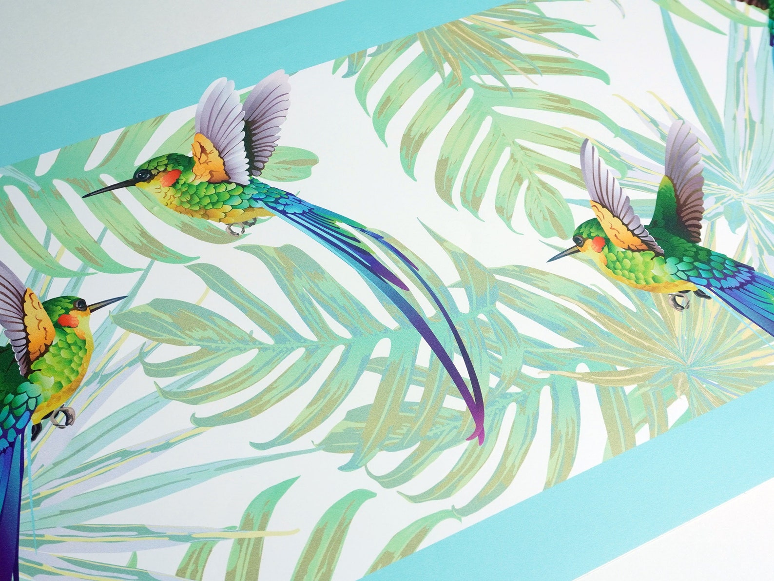 Peel & Stick Wallpaper Border Tropical Hummingbirds. Self Adhesive Wall ...