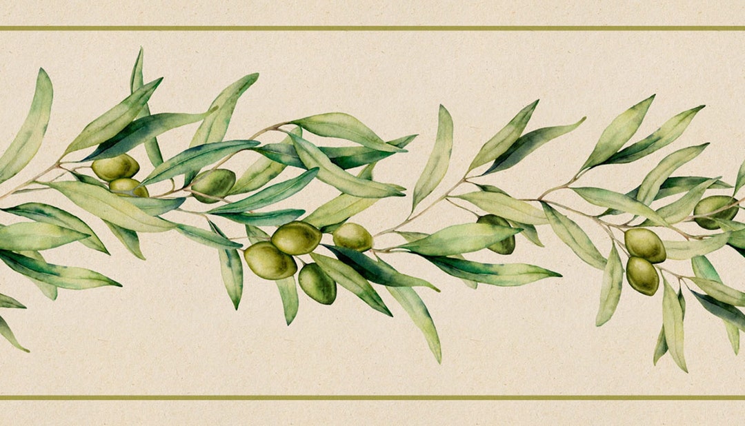 Peel & Stick Wallpaper Border Olive Branch. Self Adhesive Wall Accent ...