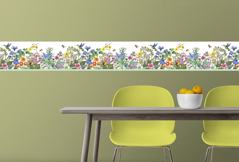 Peel & Stick Wallpaper Border Living Garden Bird Flower Theme Self ...