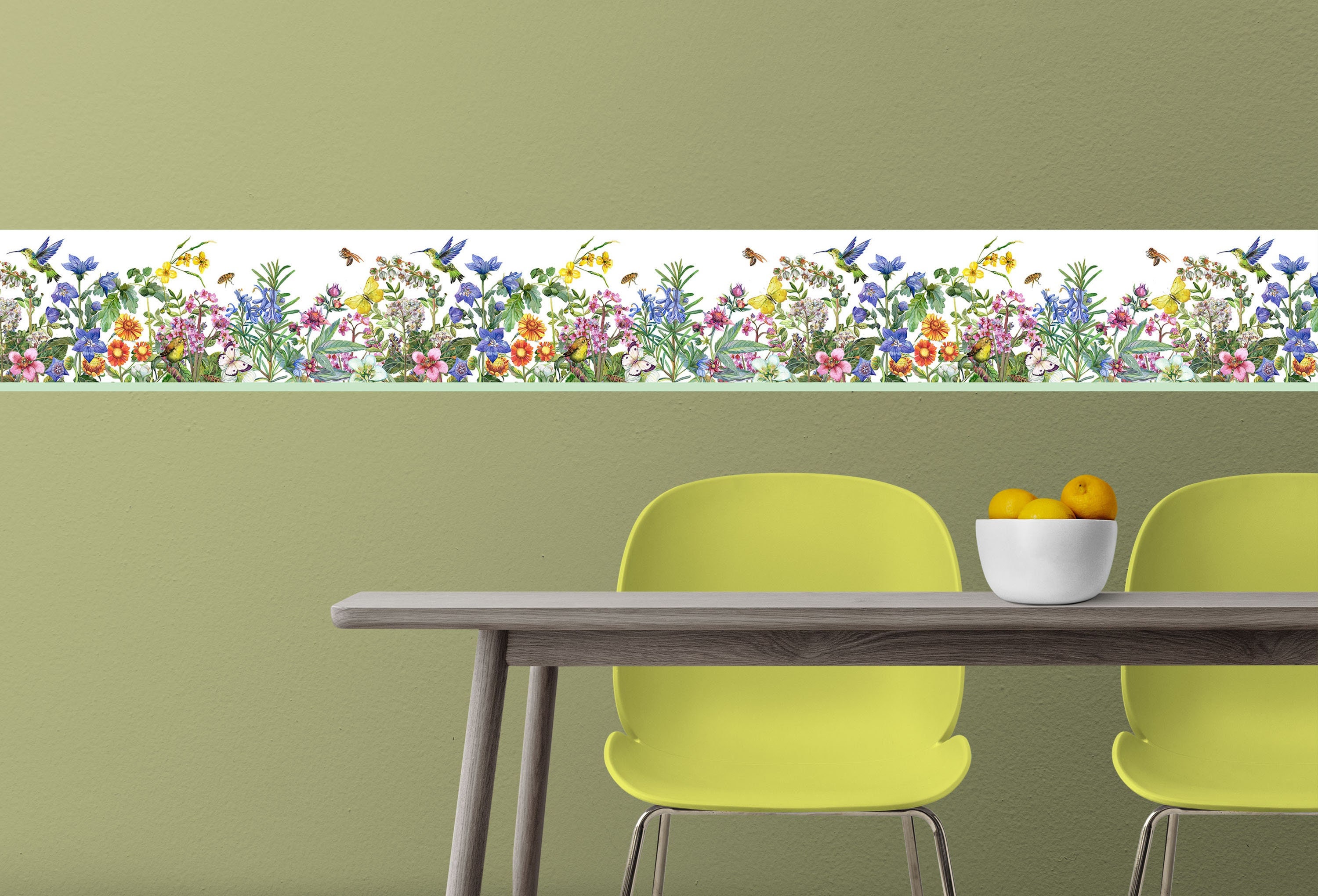 Peel & Stick Wallpaper Border Living Garden Theme Self - Etsy UK