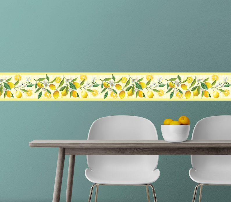 Peel And Stick Wallpaper Border Lemon Flower Self Adhesive Wall Accent