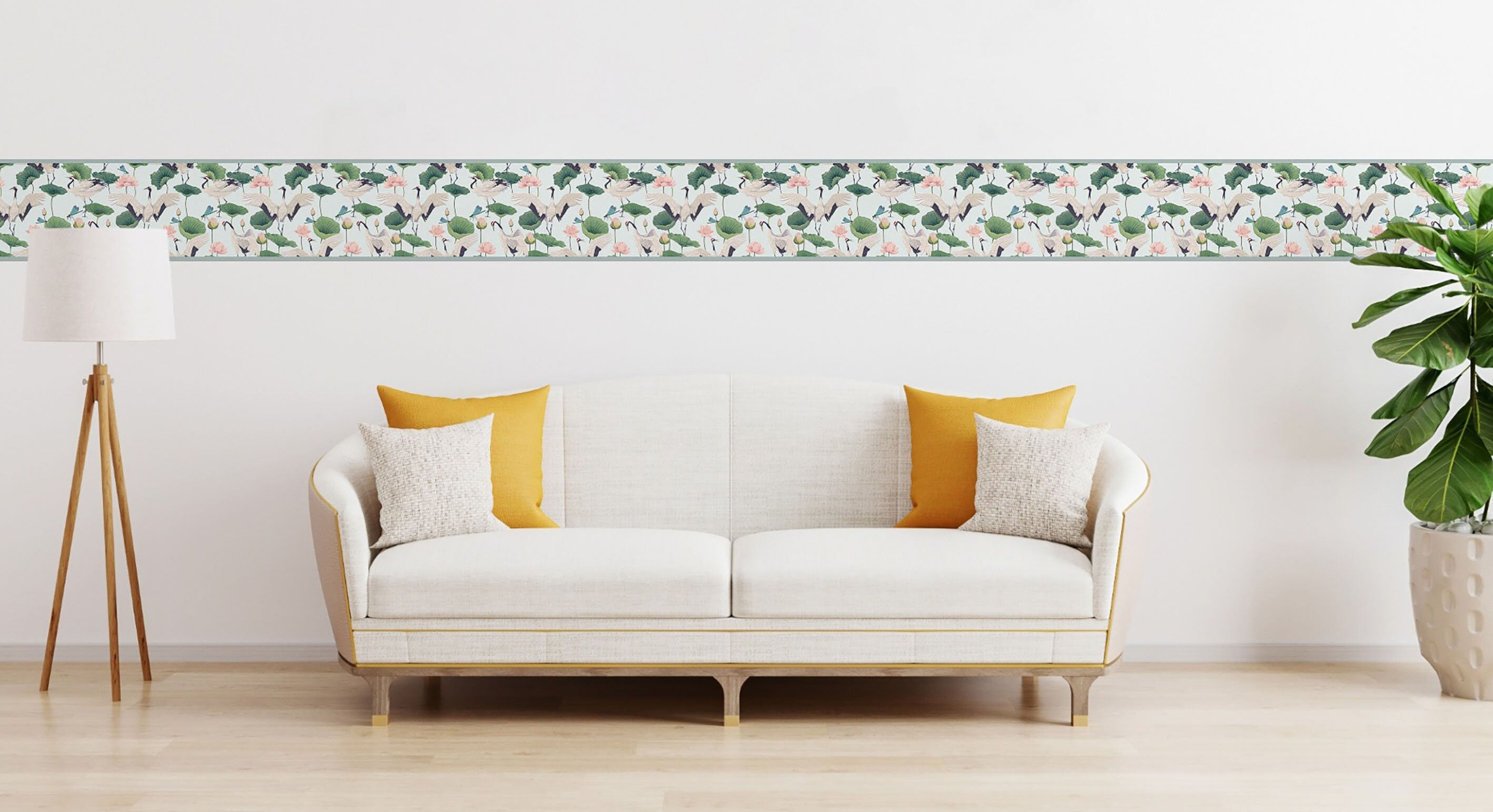 Peel & Stick Wallpaper Border Cranes and Grasshoppers. Self - Etsy