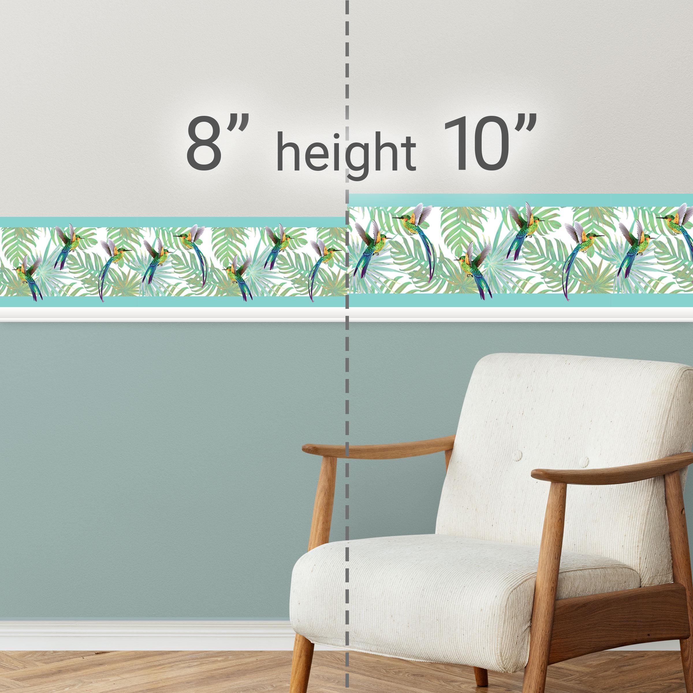 Peel & Stick Wallpaper Border Tropical Hummingbirds. Self Adhesive Wall ...