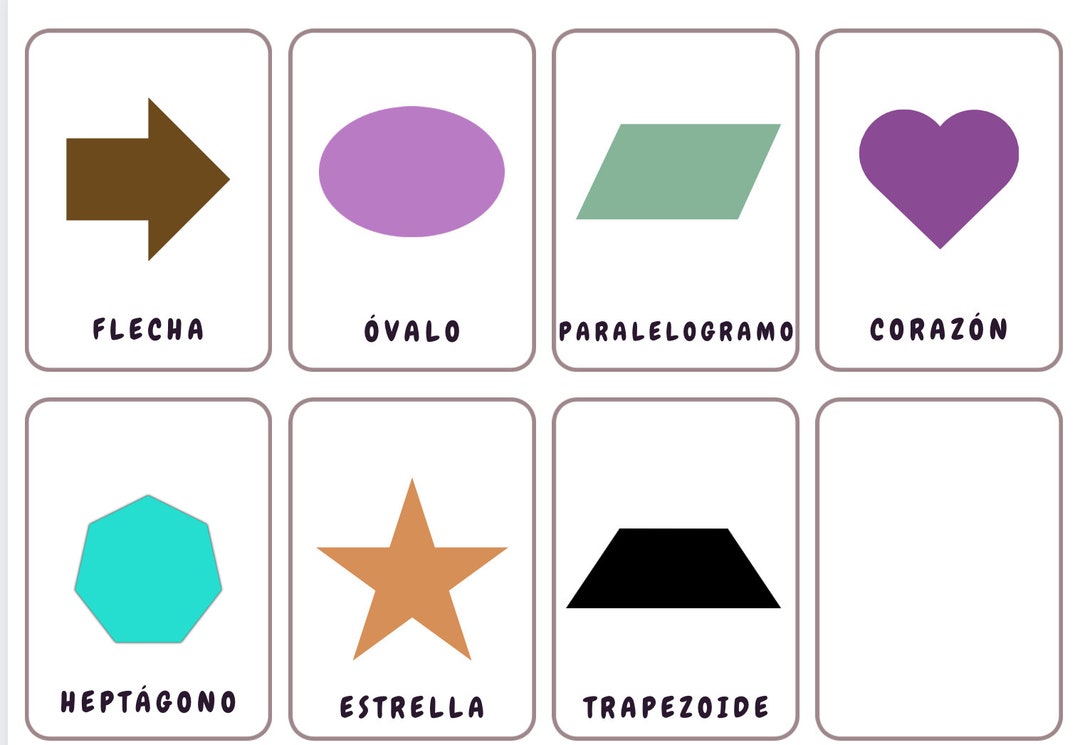Learn Your Shapes in Spanish Flashcards - Etsy