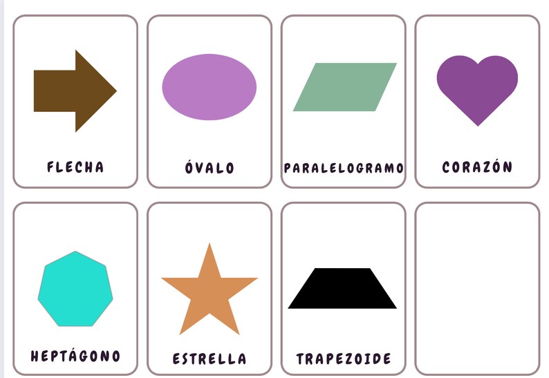 Learn Your Shapes in Spanish Flashcards - Etsy