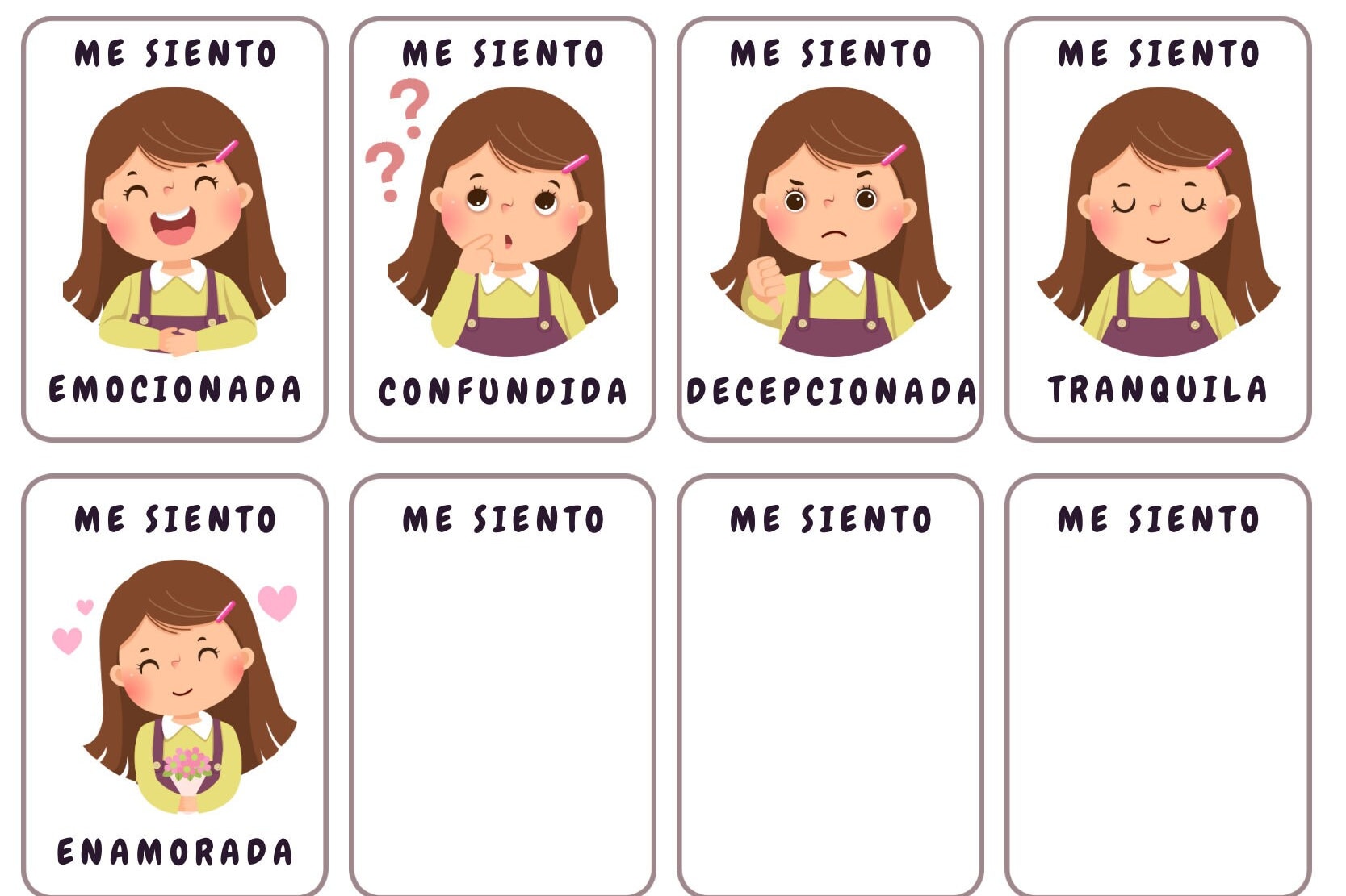 Feelings Flashcards in Spanish - Etsy