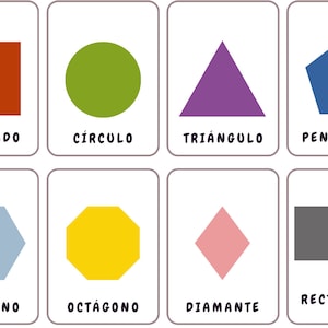 Learn Your Shapes in Spanish Flashcards - Etsy