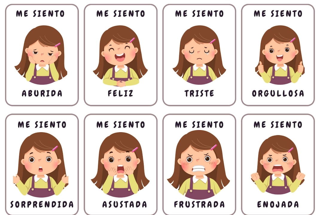 Feelings Flashcards in Spanish - Etsy