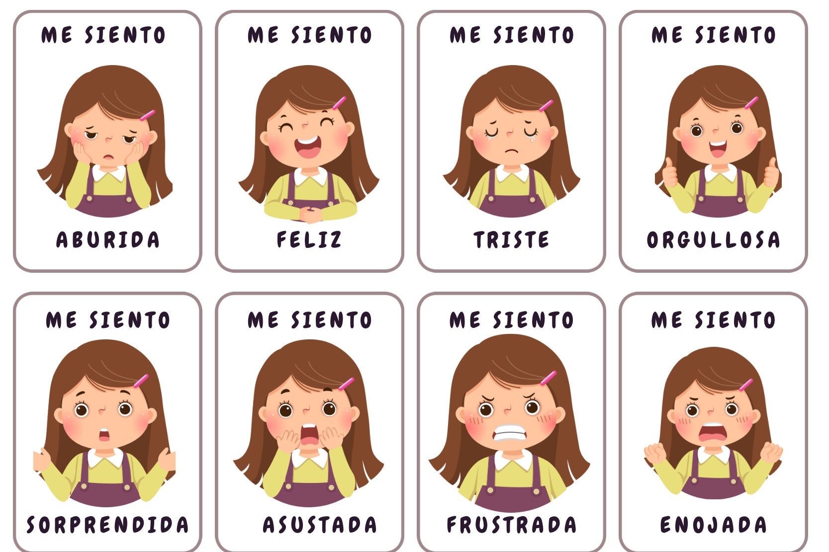 Feelings Flashcards in Spanish - Etsy