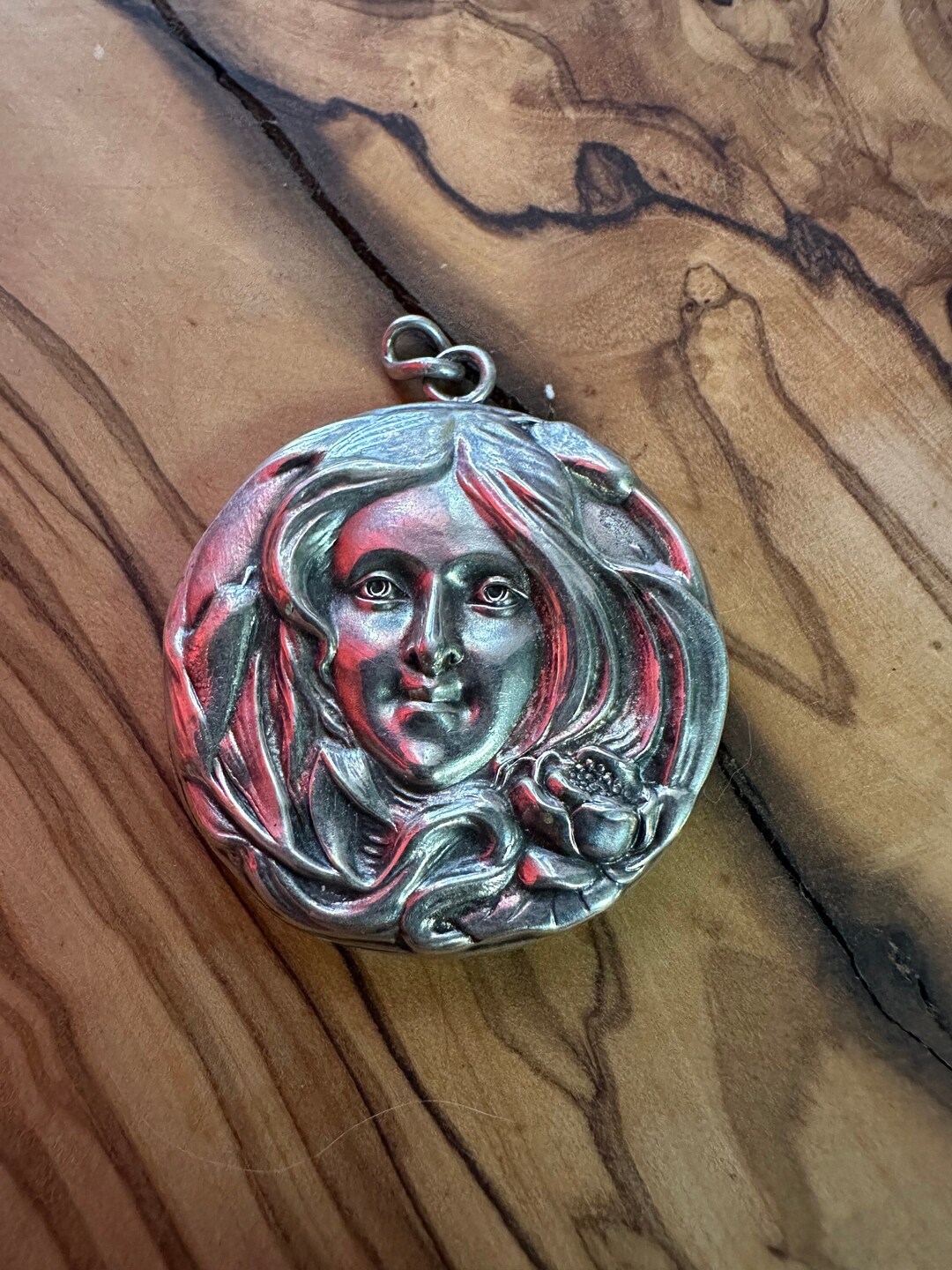 Unger Brothers Maiden Locket Circa Late 1800s Repousee Sterling Silver ...