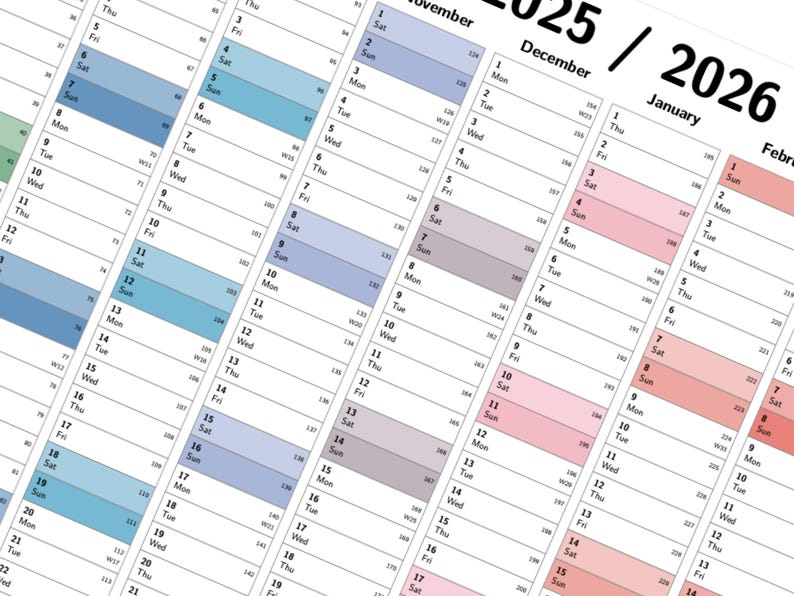 AUS Financial Year Wall Planner 2025/2026 | Calendar | 4 Multi-colored ...